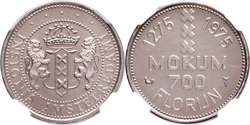 The Netherlands 1 florijn 700 jaar Amsterdam 1975 NGC PF 62 CAMEO ...