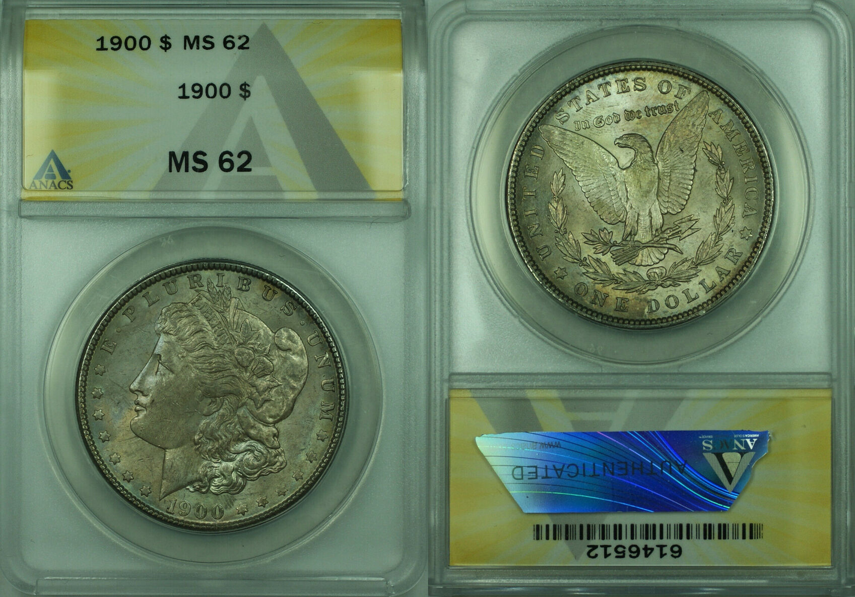 USA 1900 Morgan Silver Dollar $1 Coin ANACS MS-62 Toned (28) | MA-Shops