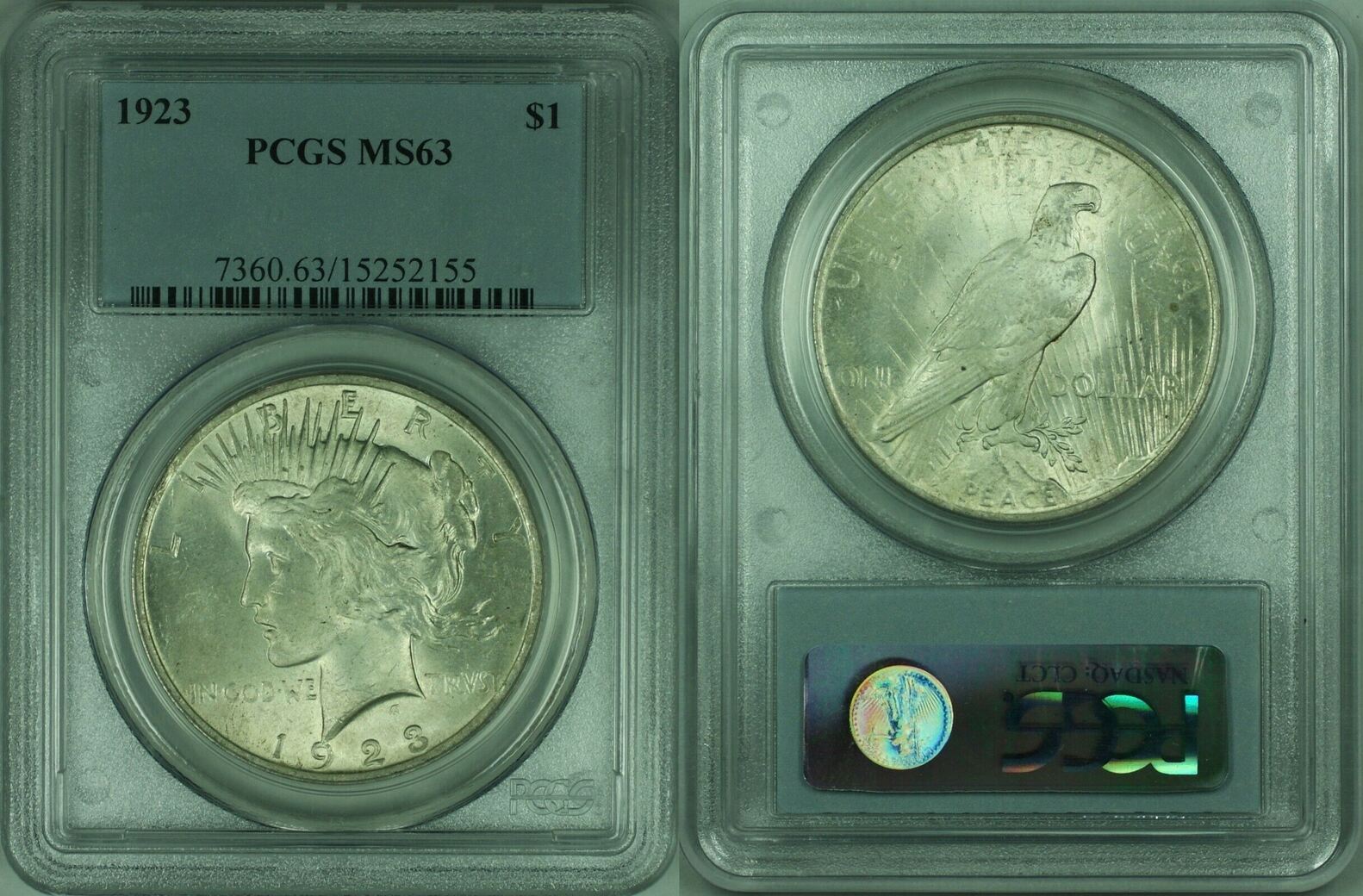 USA $1 Coin 1923 Peace Silver Dollar PCGS MS-63 (34-S) PCGS MS63 | MA-Shops