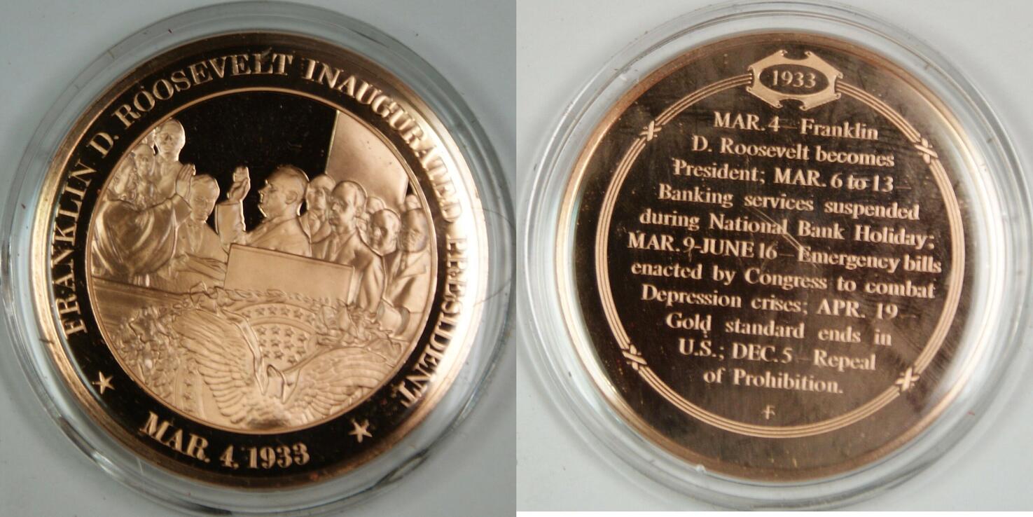 Bronze 1933 Proof Medal Franklin D Roosevelt Inaugurated President March 4 As Issued MA Shops bronze-1933-proof-medal-franklin-d-roosevelt-inaugurated-president-march-4-as-issued-ma-shops