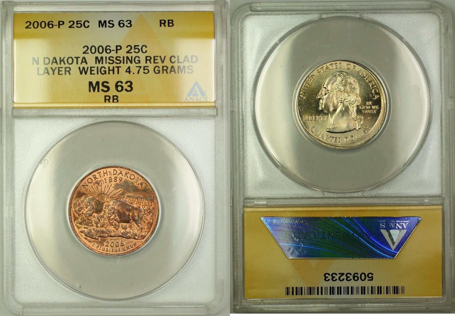 US CoinsErrors 2006 North Dakota State Quarter Coin ERROR Missing Rev ...