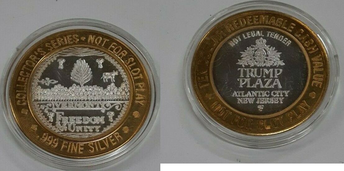 Collectibles $10 Trump Plaza Gaming Token Fine Silver Ctr/State Seals ...