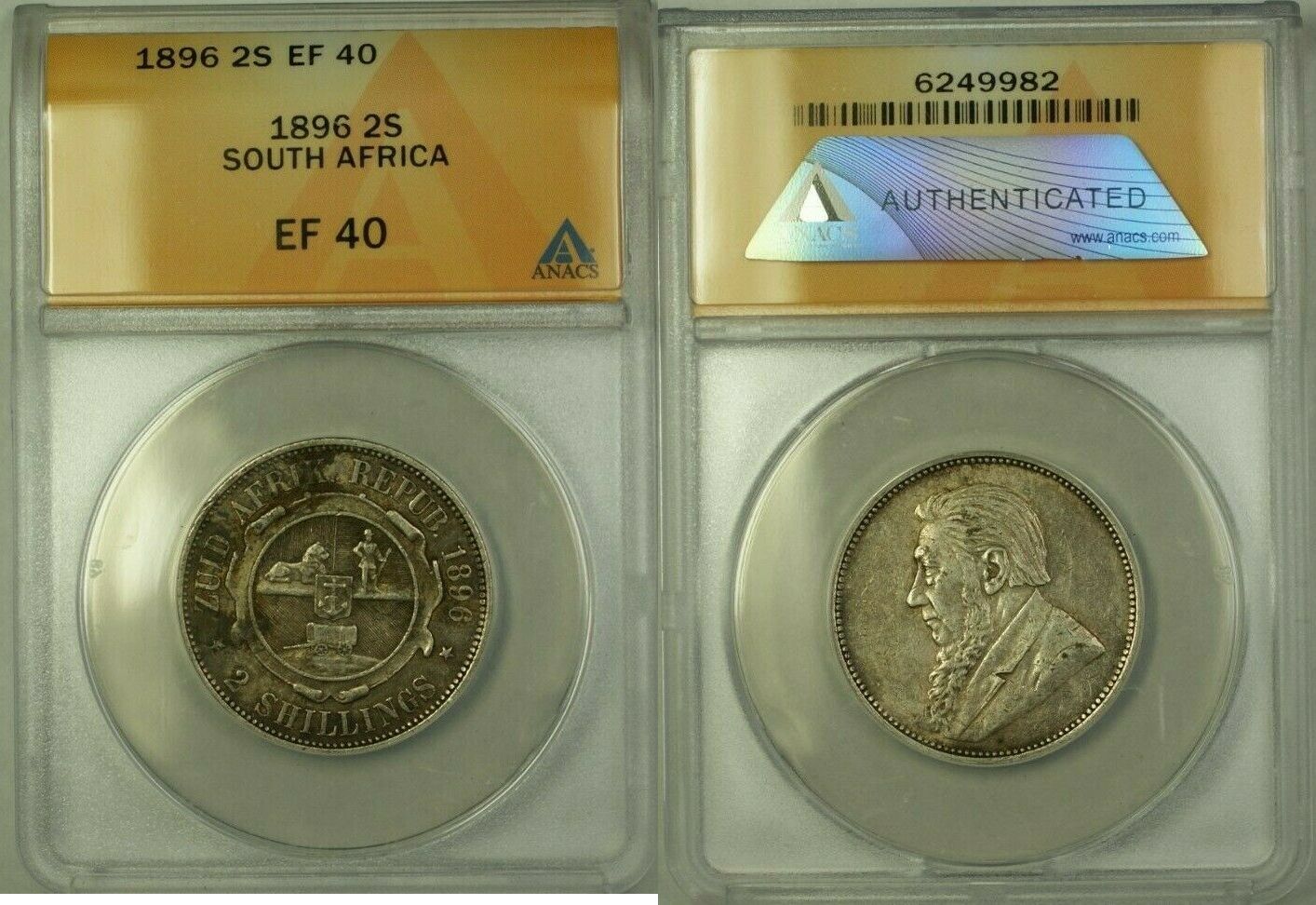 Weltmünzen 2 Shillings 1896 South Africa Coin ANACS EF 40 ANACS EF 40. | MA-Shops