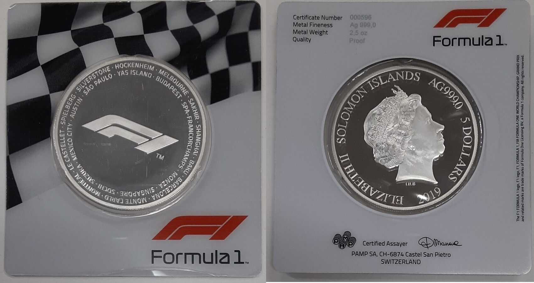 Weltmünzen 5 Dollars 2019 Solomon Islands Formula One Proof Silver Coin ...