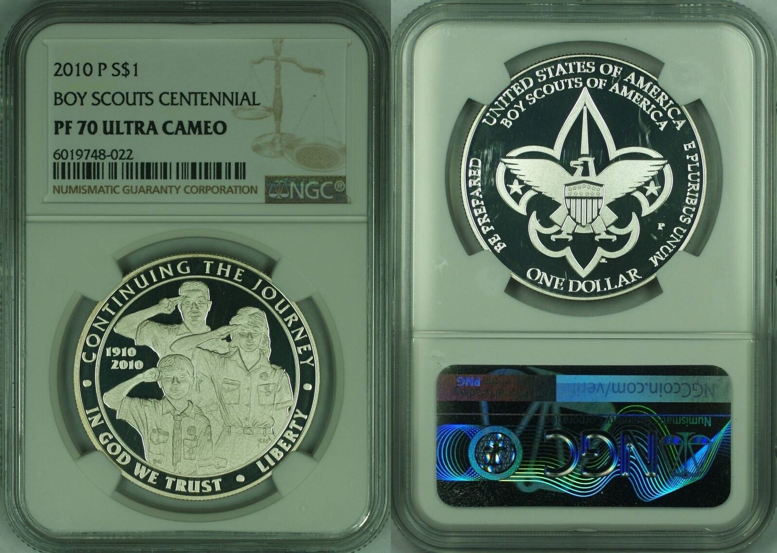 USA 2010-P Boy Scouts Centennial Commemorative Silver Dollar Coin NGC ...