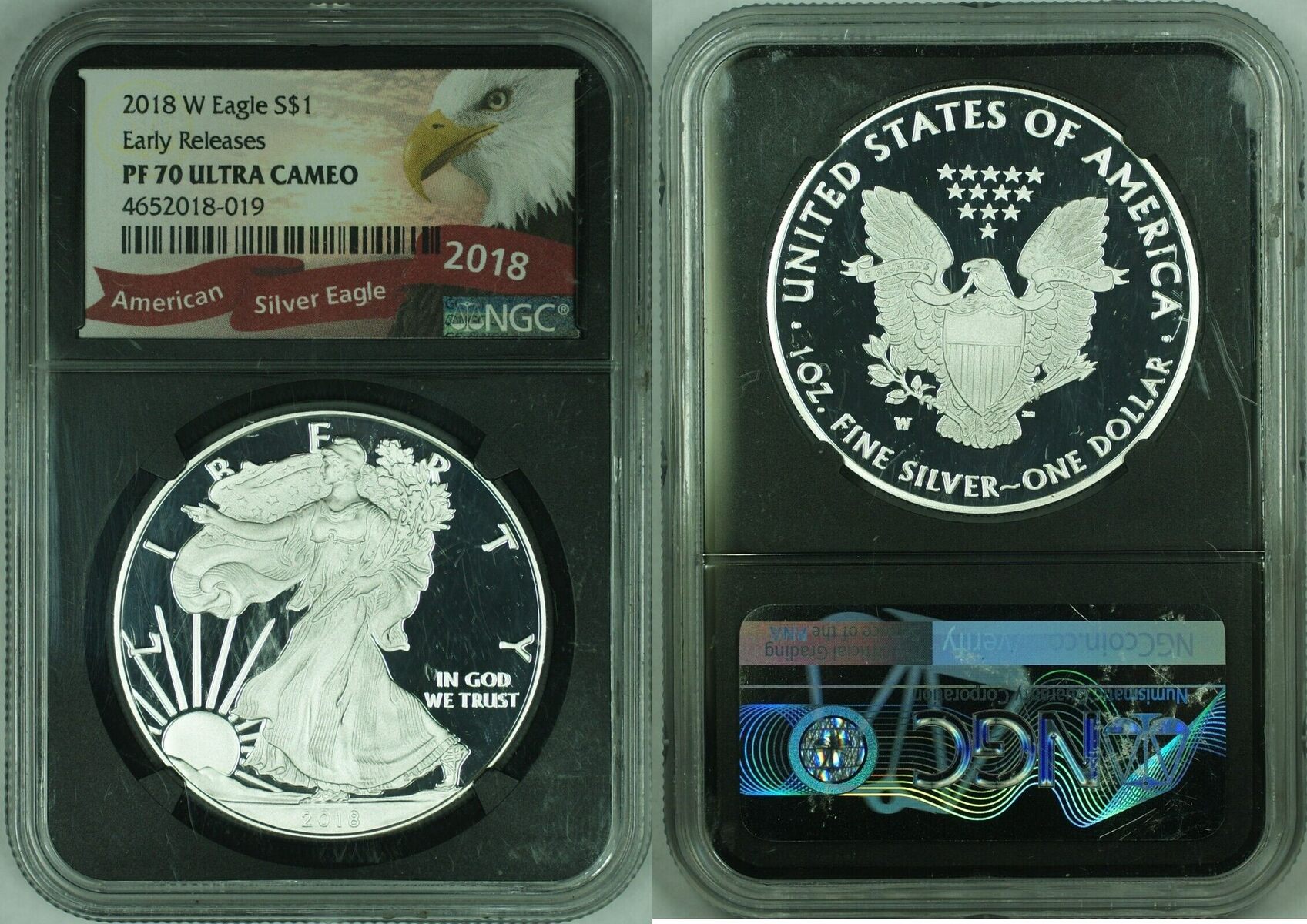 Bullion 2018-W American Silver Eagle ASE Early Releases NGC PR-70 Ultra Cameo NGC PR-70 Ultra ...