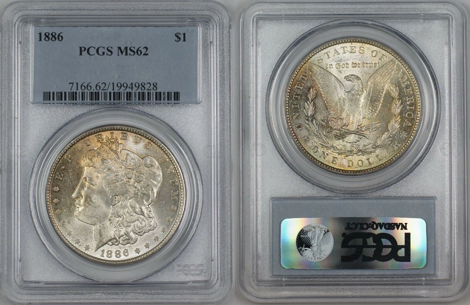 USA $1 Coin 1886 Morgan Silver Dollar PCGS MS-62 Lightly Toned (Q) RL | MA-Shops