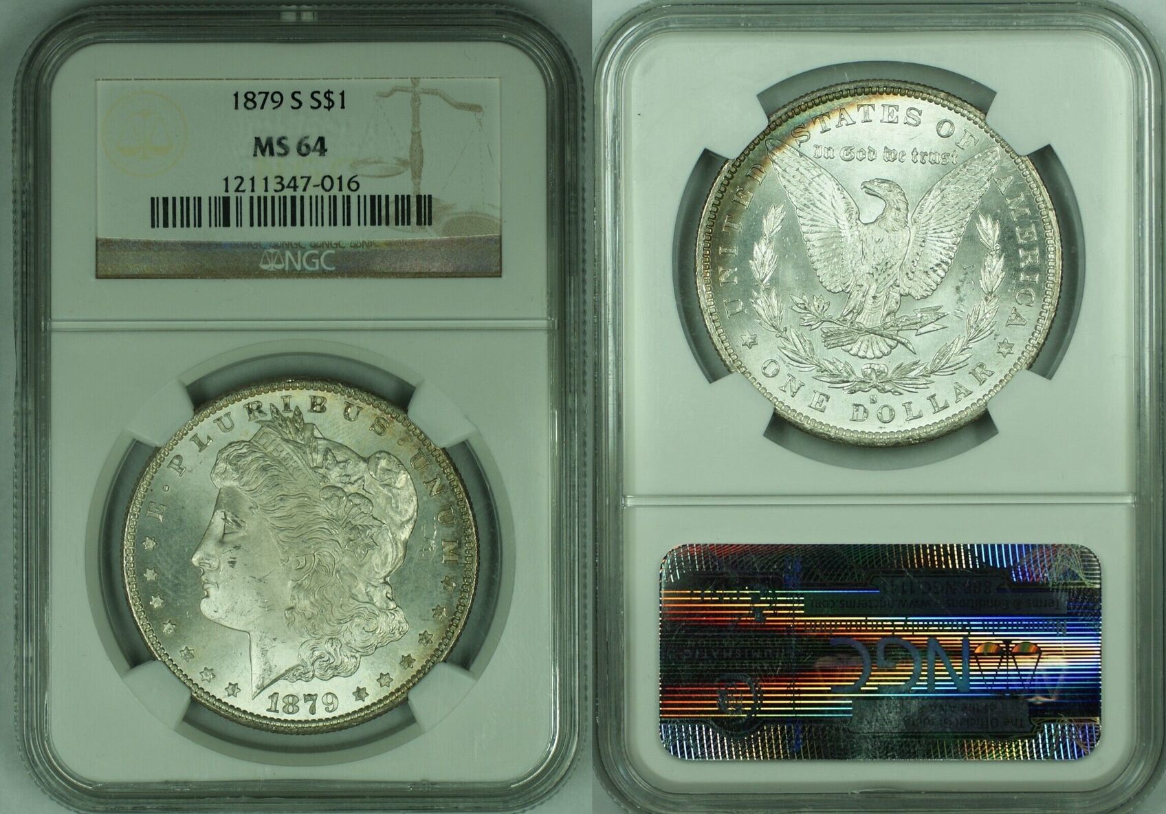USA 1879-S Morgan Silver Dollar $1 Coin NGC MS 64 (49) | MA-Shops