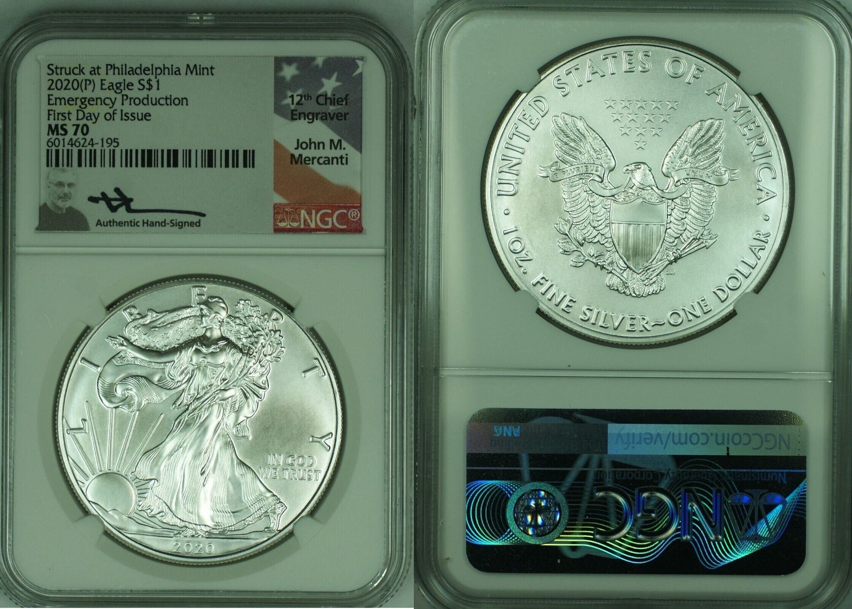 USA $1 Coin 2020 American Silver Eagle ASE NGC MS 70 Struck At ...