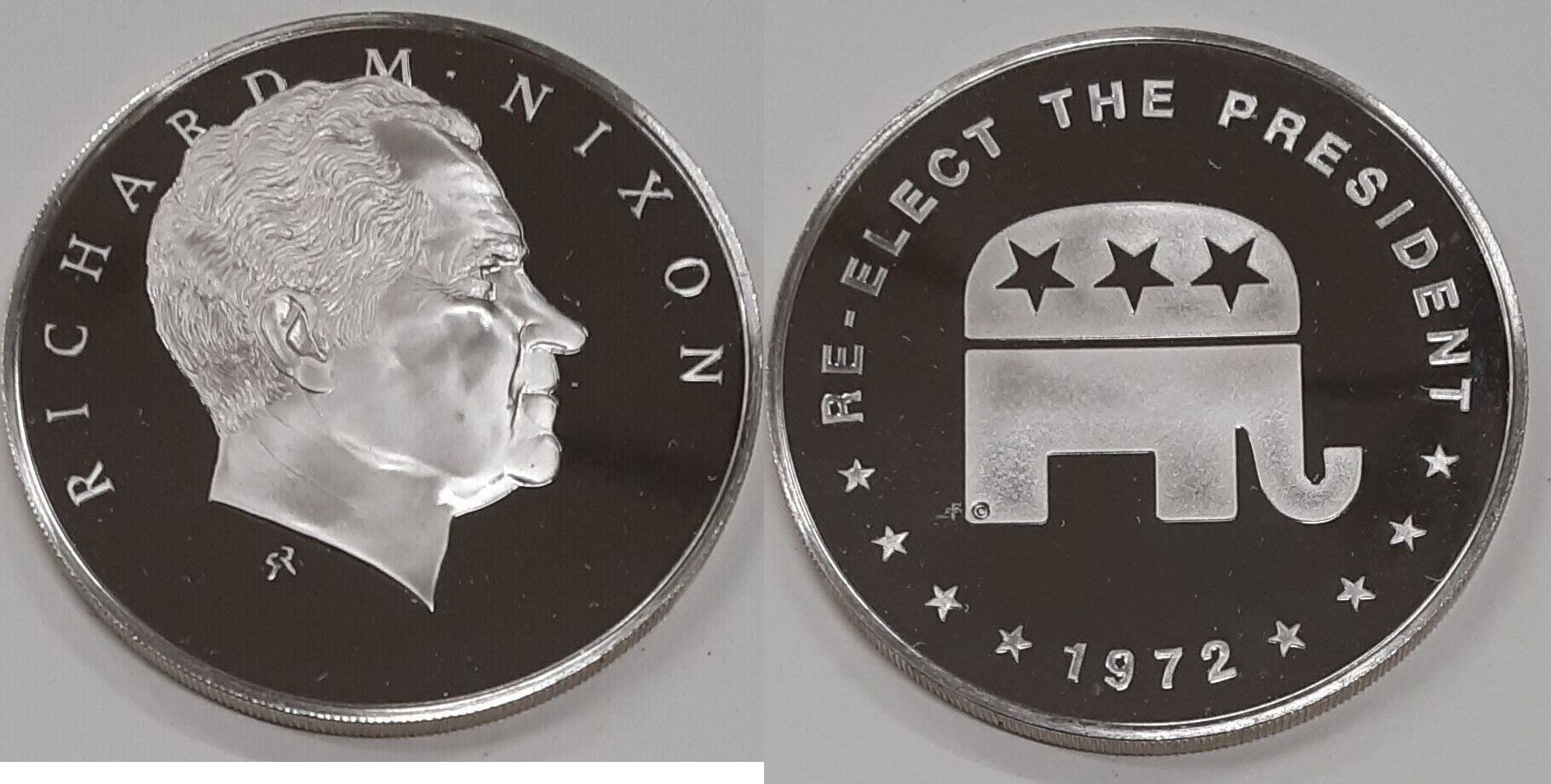 Exonumia 1972 Richard Nixon Re-Elect the President Sterling Silver ...
