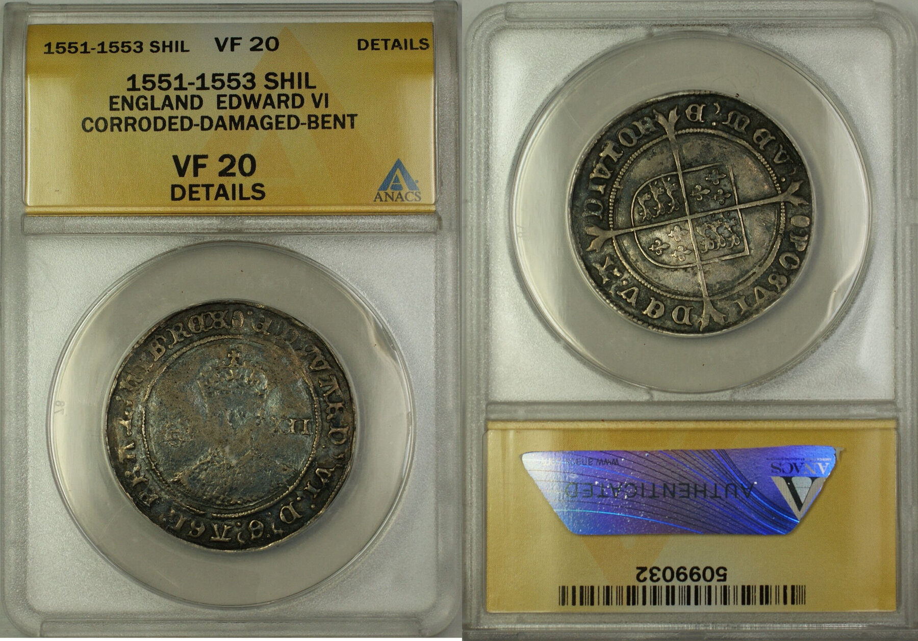 European CoinsUK (Great Britain)Shilling 1551-53 England Silver ...