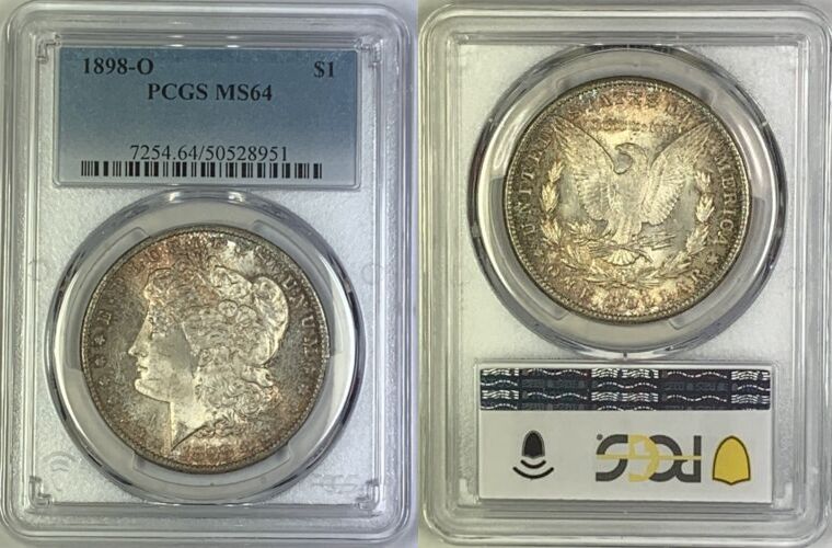 USA Dollar 1898-O Morgan Silver Toned PCGS MS 64 (8) D | MA-Shops