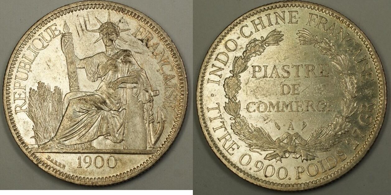European CoinsFrance 1900 A French Indochina Silver Crown Piastre Coin ...