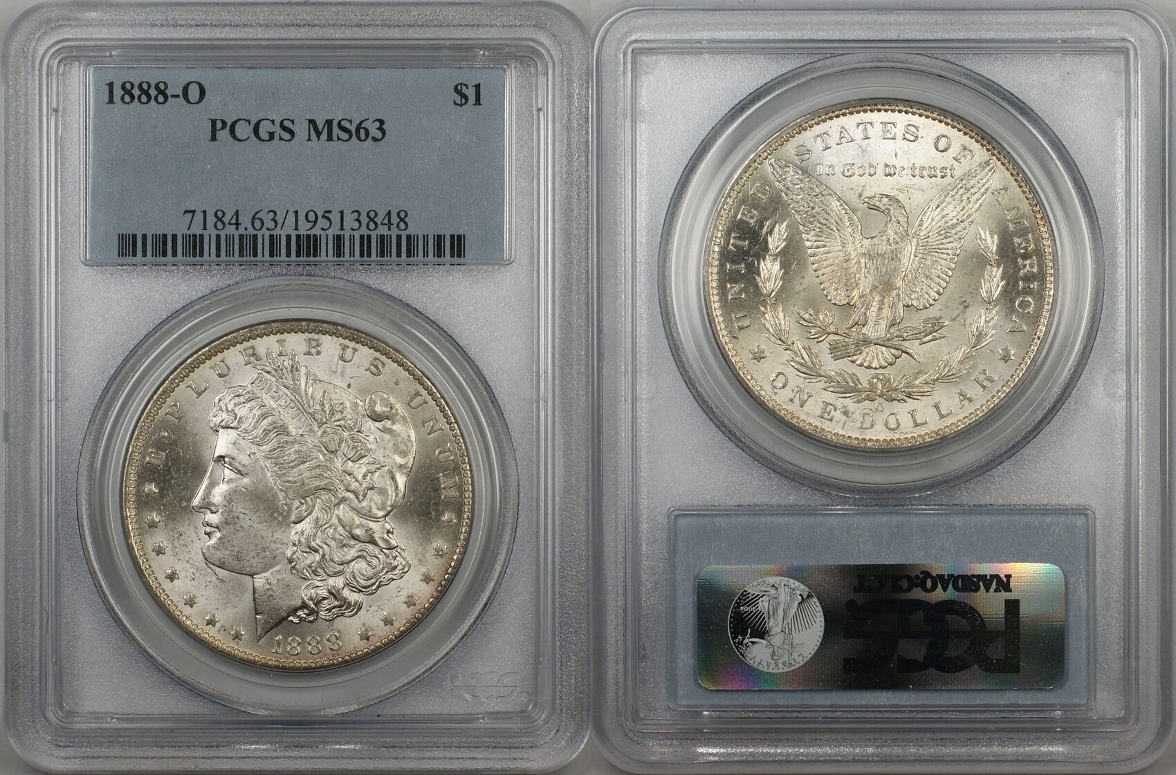 USA Dollar 1888-O Morgan Silver Coin $1 - With Condition At PCGS MS-63 (3G), Better! PCGS MS-63 ...