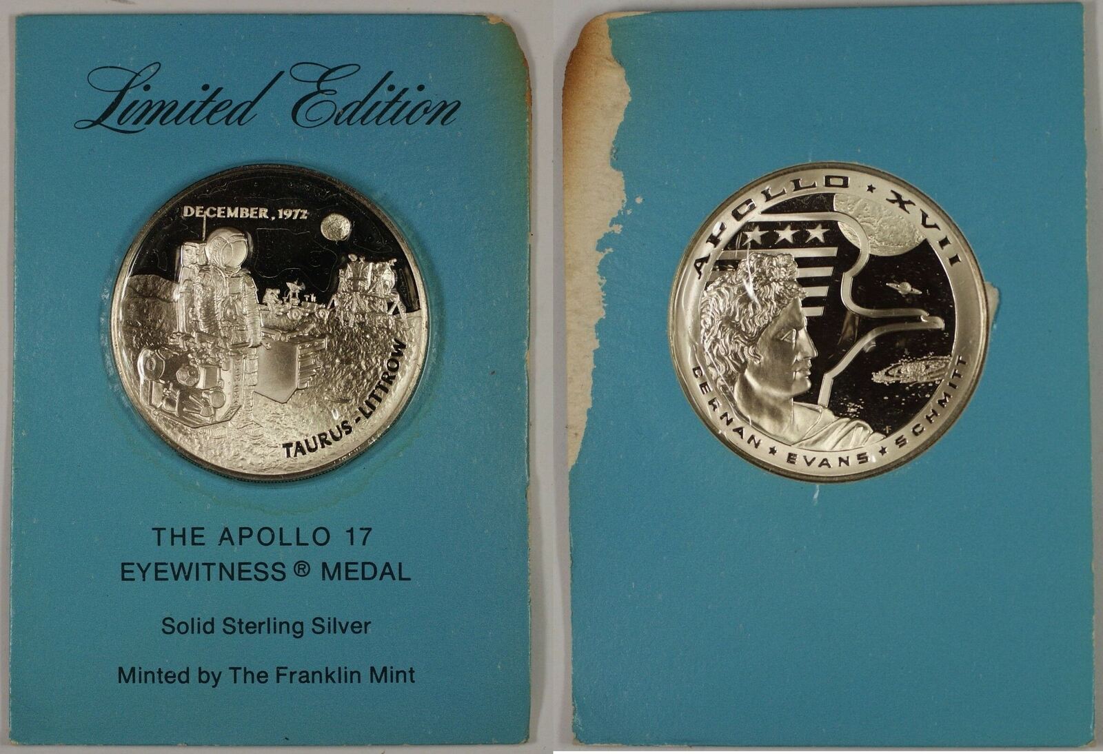 ExonumiaMedals The Apollo 17 Eyewitness Proof Solid Sterling Silver ...