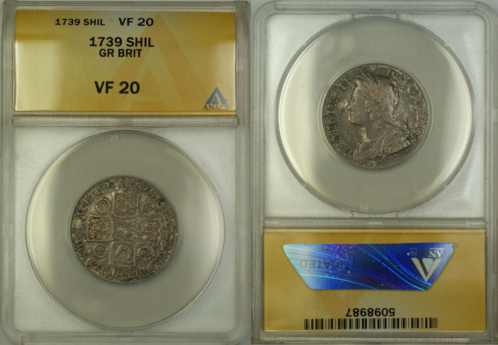 European CoinsUK (Great Britain)Shilling 1739 Great Britain Silver ...
