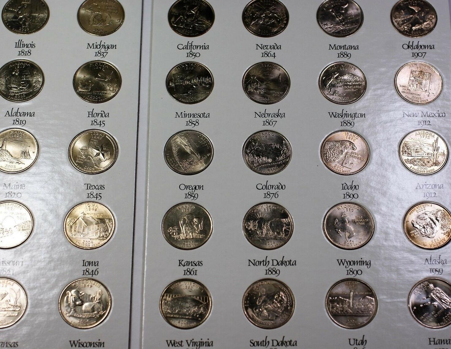 USA 1999-2008 United States Quarters Complete Panavu Album 50 Coin ...