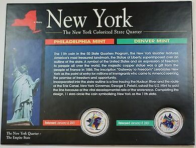 USA Quarter 2001 (2) New York Colorized State P&D-BU- w/Colorful ...