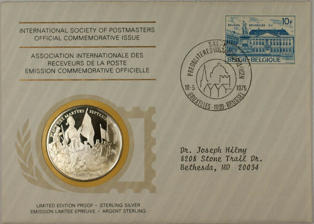 ExonumiaMedals 1975 Int'l Society of Postmasters Commem. Silver Medal ...