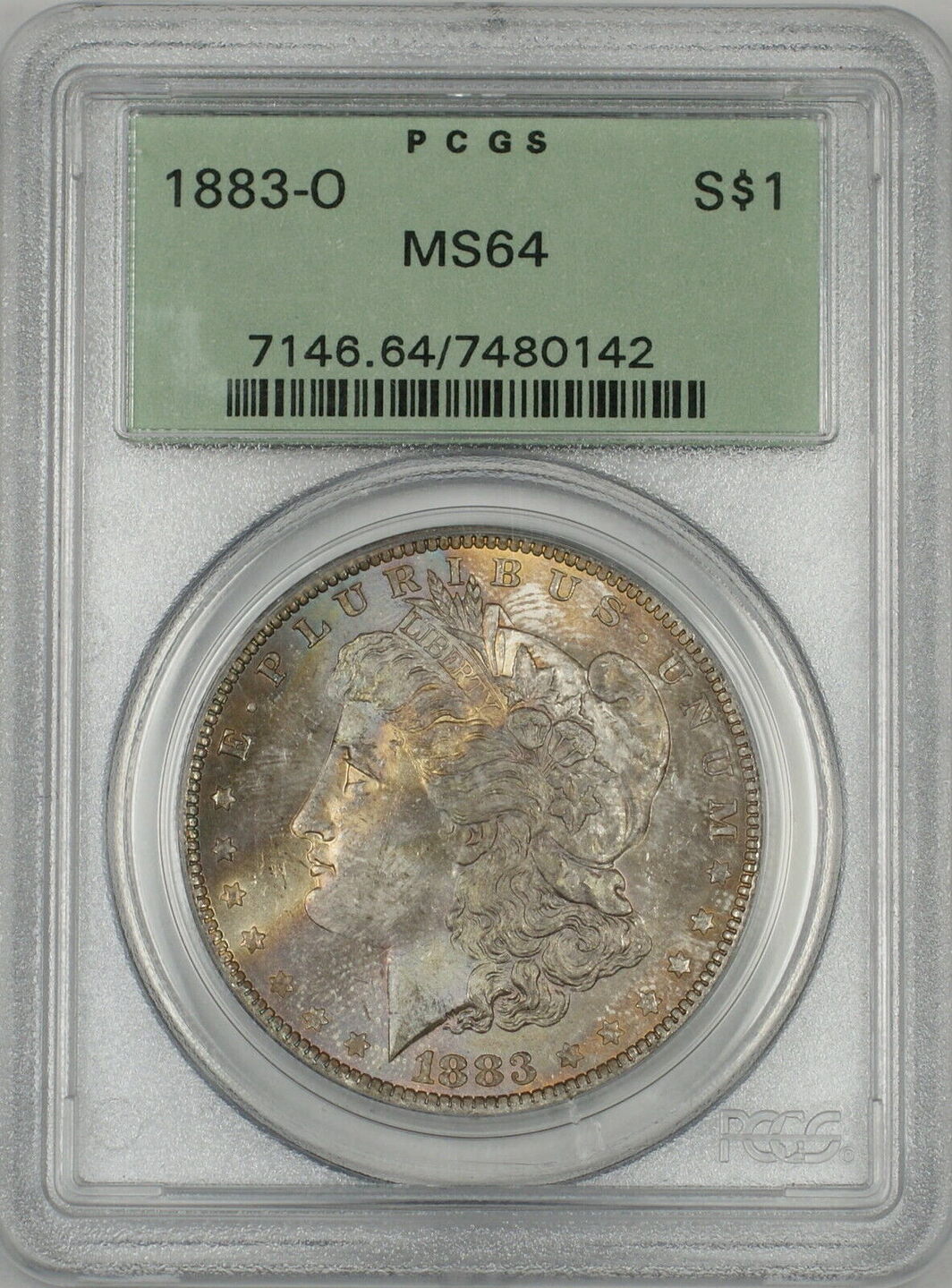 USA 1883-O Morgan Silver Dollar Coin PCGS MS-64 *Beautifully Toned Obverse* OGH (TE) | MA-Shops