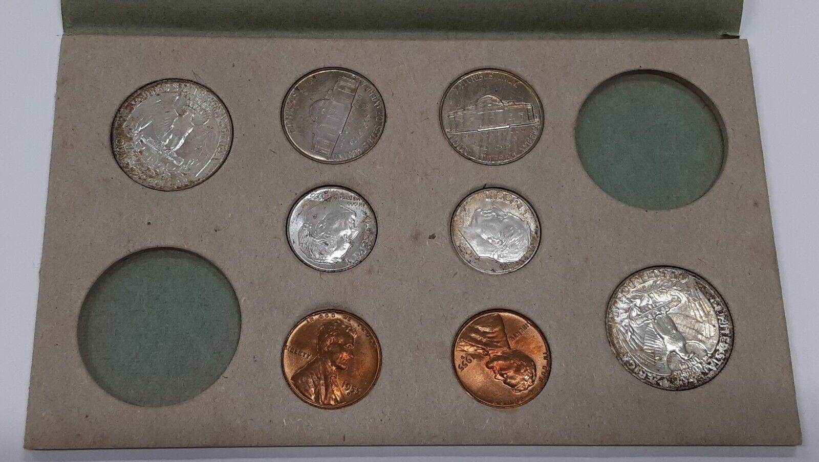 US CoinsMint Sets 1955 PD&S UNC Set in OGP - Uncirculated w/Toning - 22 ...