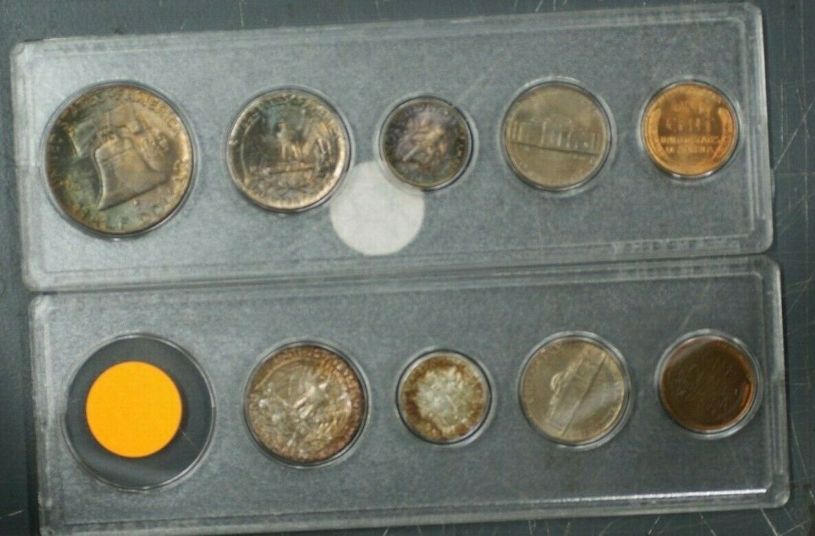 USA 1956 US Mint Set in Plastic Holders Uncirculated Coins Toned *9 ...