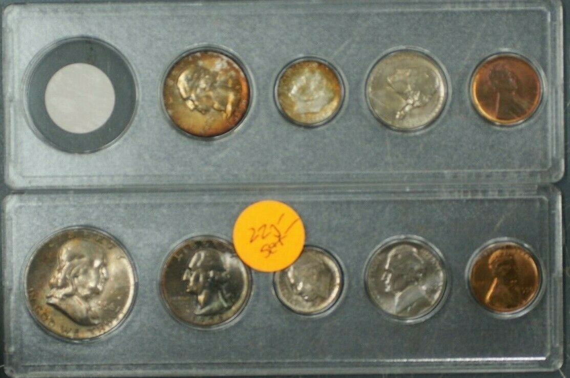 USA 1956 US Mint Set in Plastic Holders Uncirculated Coins Toned *9 ...