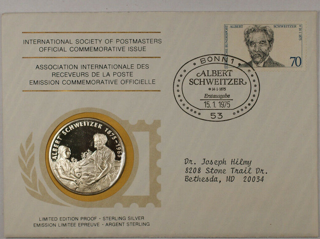 Exonumia 1975 Int'l Society of Postmasters Commemorative Silver Medal ...