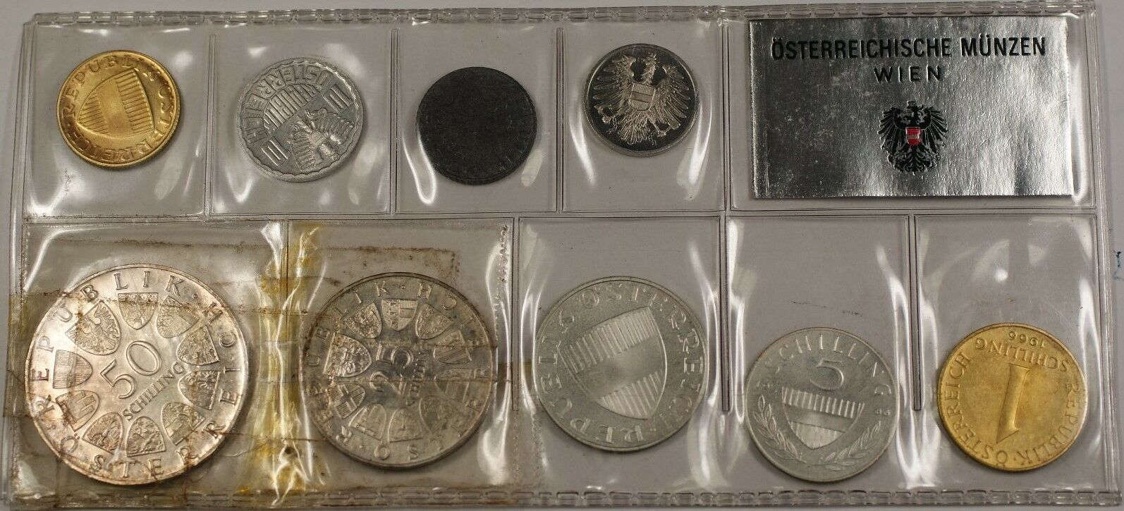 Weltmünzen 1966 Austrian Mint Set 9 Coins 5 Coins are Silver ...