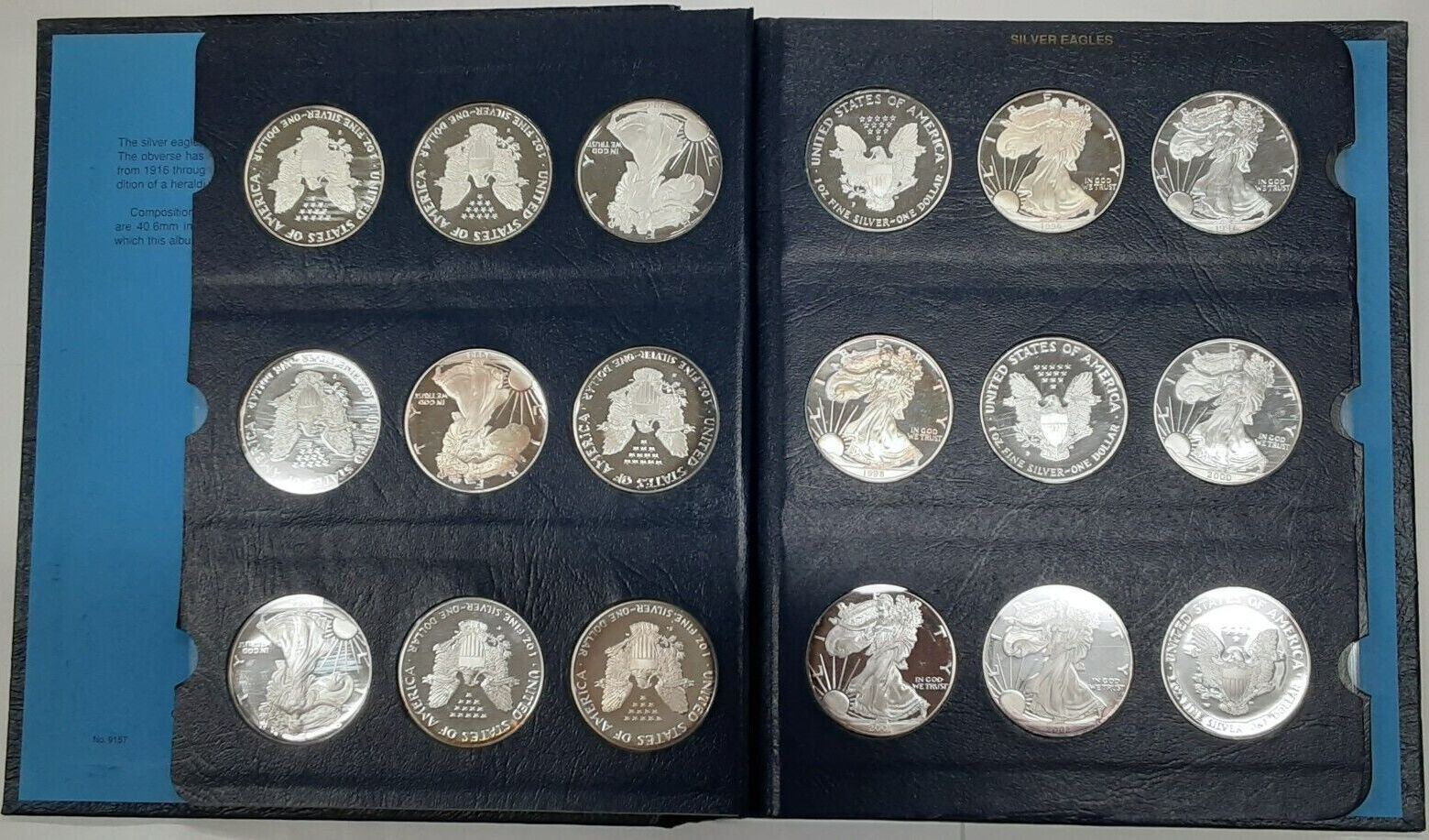 USA 1986-2021 American Silver Eagle Proof Set- 36 Coins in Whitman ...