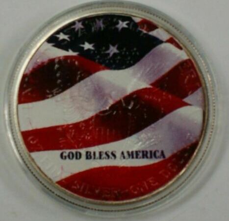 USA 2001 American Silver Eagle (ASE) 9/11 Double Sided Colorized Coin 1 ...