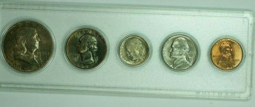 USA 1956 US Mint Set in Plastic Holders Uncirculated Coins Toned *9 ...