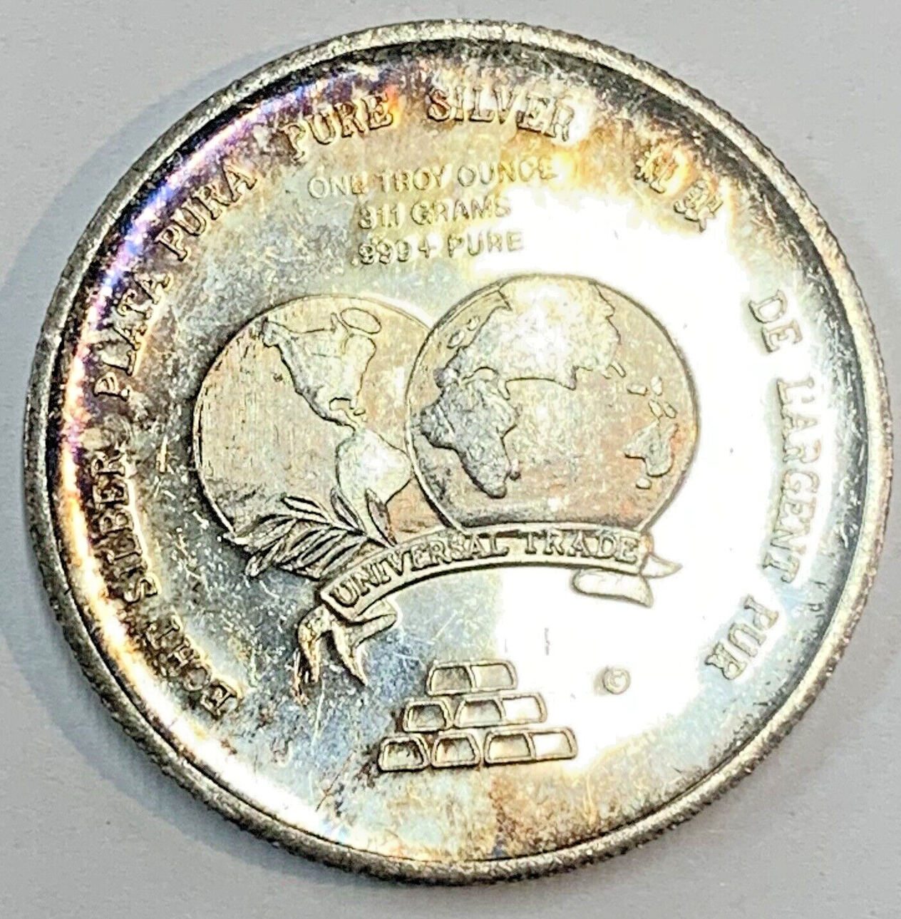 USA 1974 Vintage Silver Bullion Exchange-Rainbow Tone-1 OZ .999 Silver ...