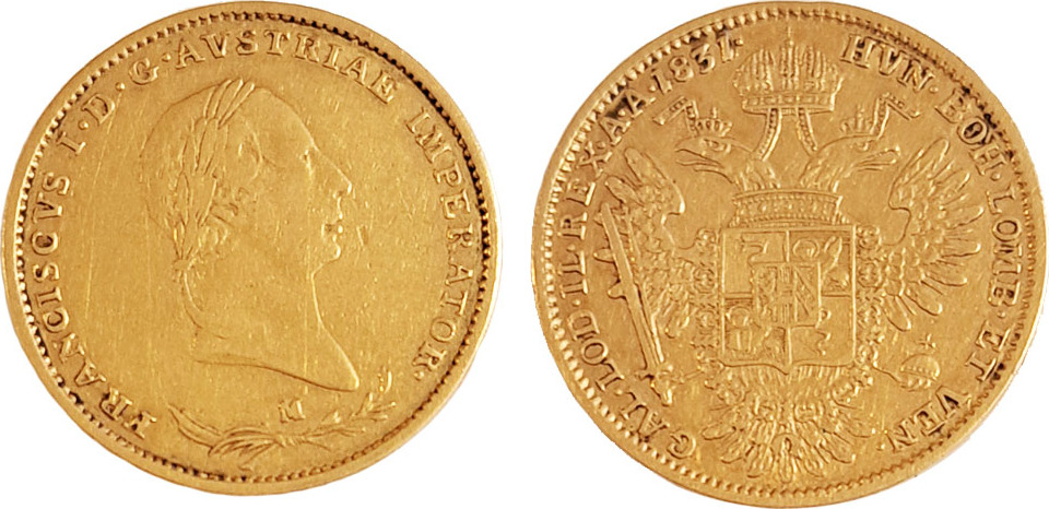 Italy-Lombardy 1/2 sovrano 1831 Beautiful and rare half sovrano from ...