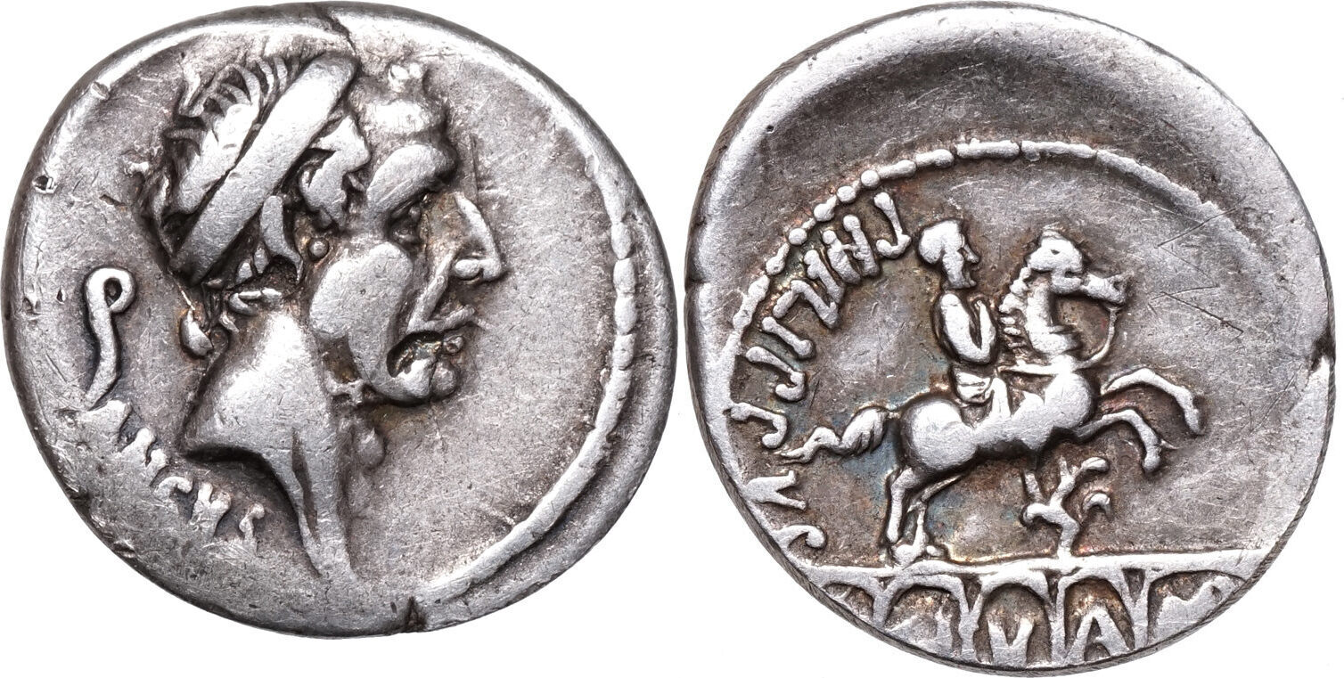 L. Marcus Philippus (56 BCE) AR Denar Rom, REITER-Standbild auf ...