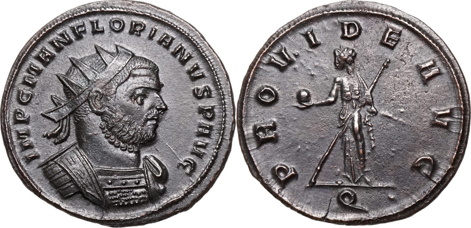Florianus (276) Æ Antoninian Siscia, Providentia mit Globus, Selten ...