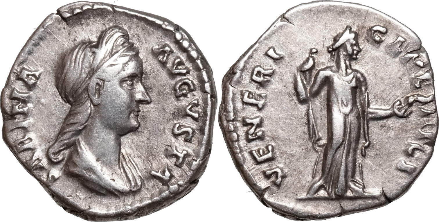 Sabina (128-139) AR Denar Rom, VENUS mit Apfel VF | MA-Shops