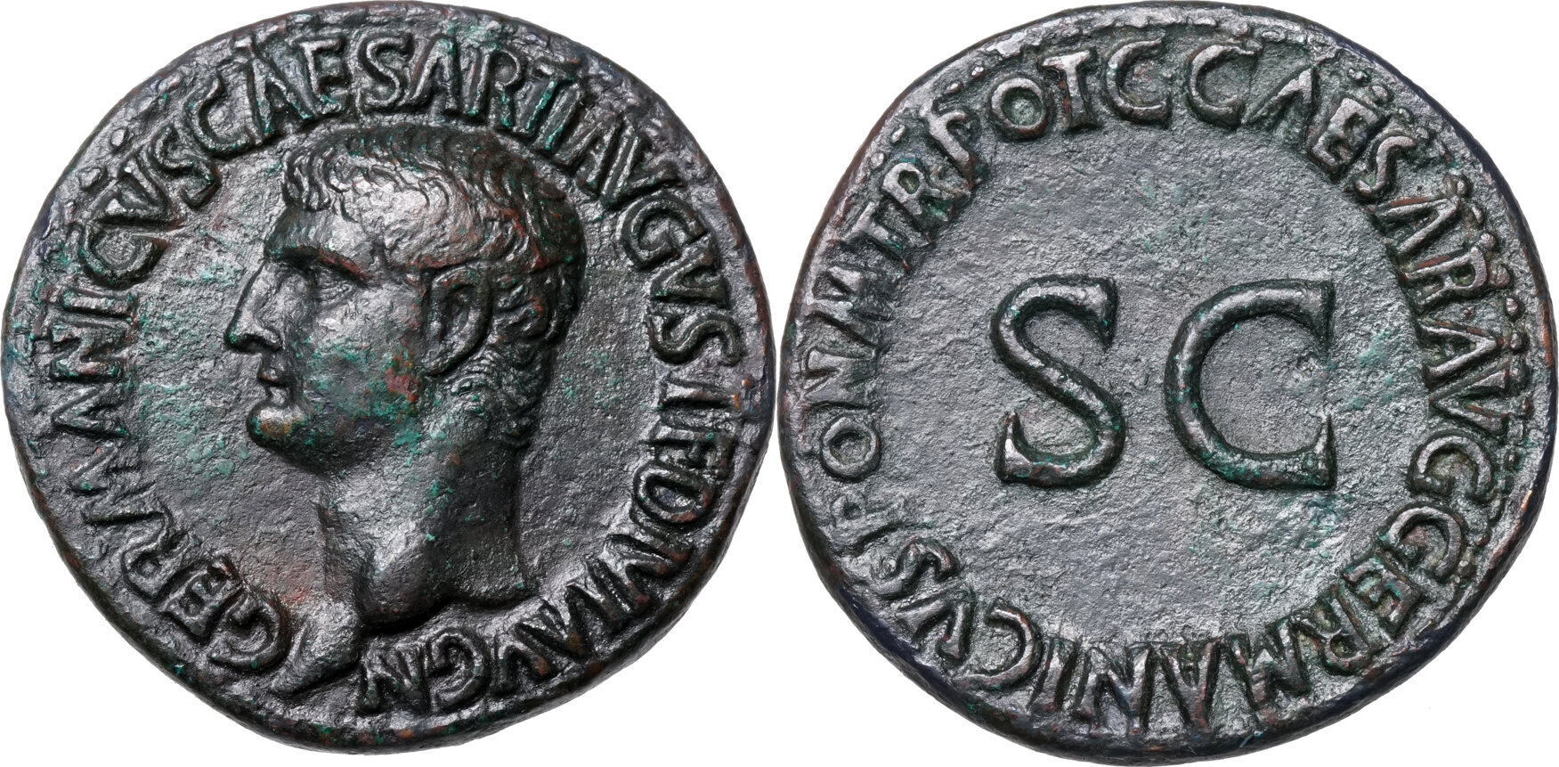 Germanicus (37/38) AE As unter Gaius CALIGULA (37- Rom, Kopf, SC, TOP ...