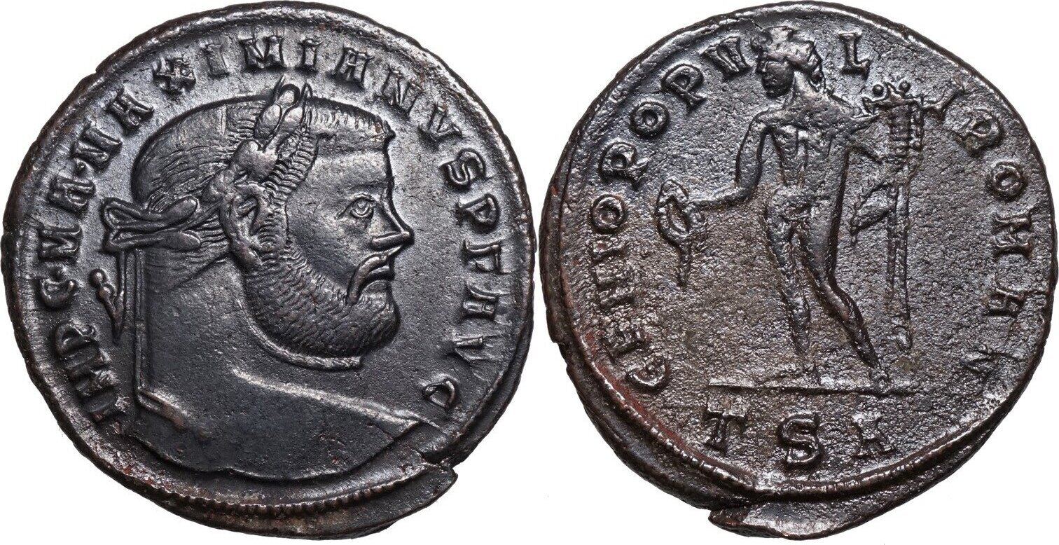 Maximianus I. Herculius (286-305) Follis Thessalonica, GENIUS mit ...