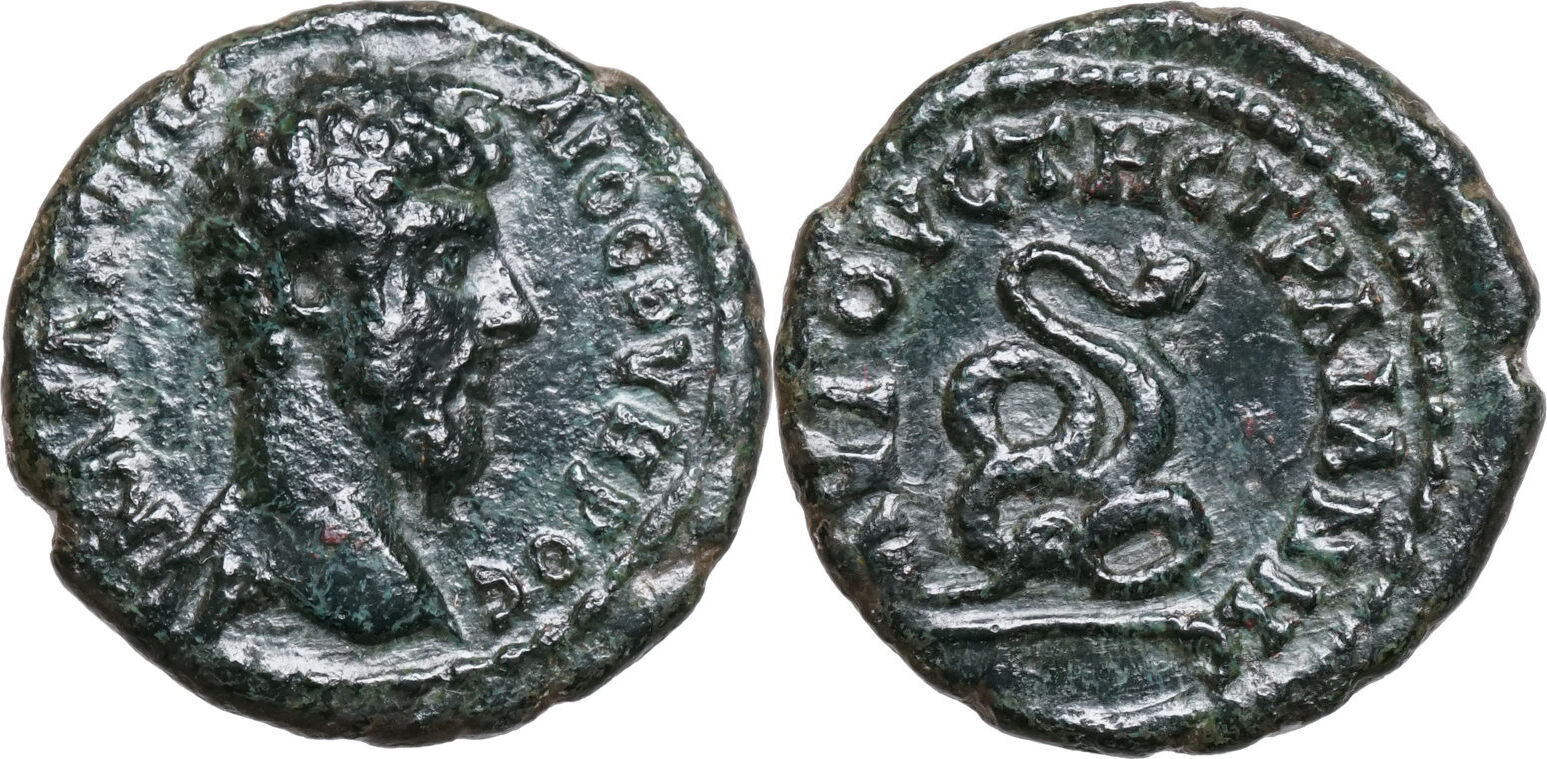 Lucius Verus (161 - 169) Æ-19 Thrakien, Augusta Traiana. SCHLANGE. R ...