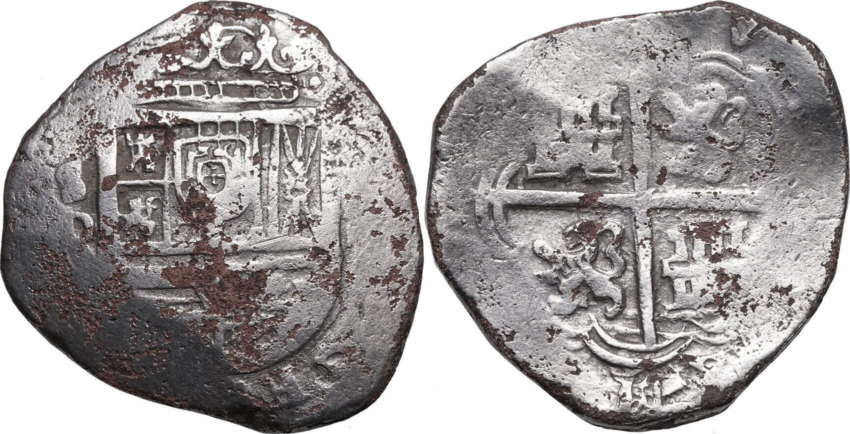 Philipp IV. (1621-1665)? 8 Reales Fourée, "Schiffsgeld" Sevilla?. Sehr ...