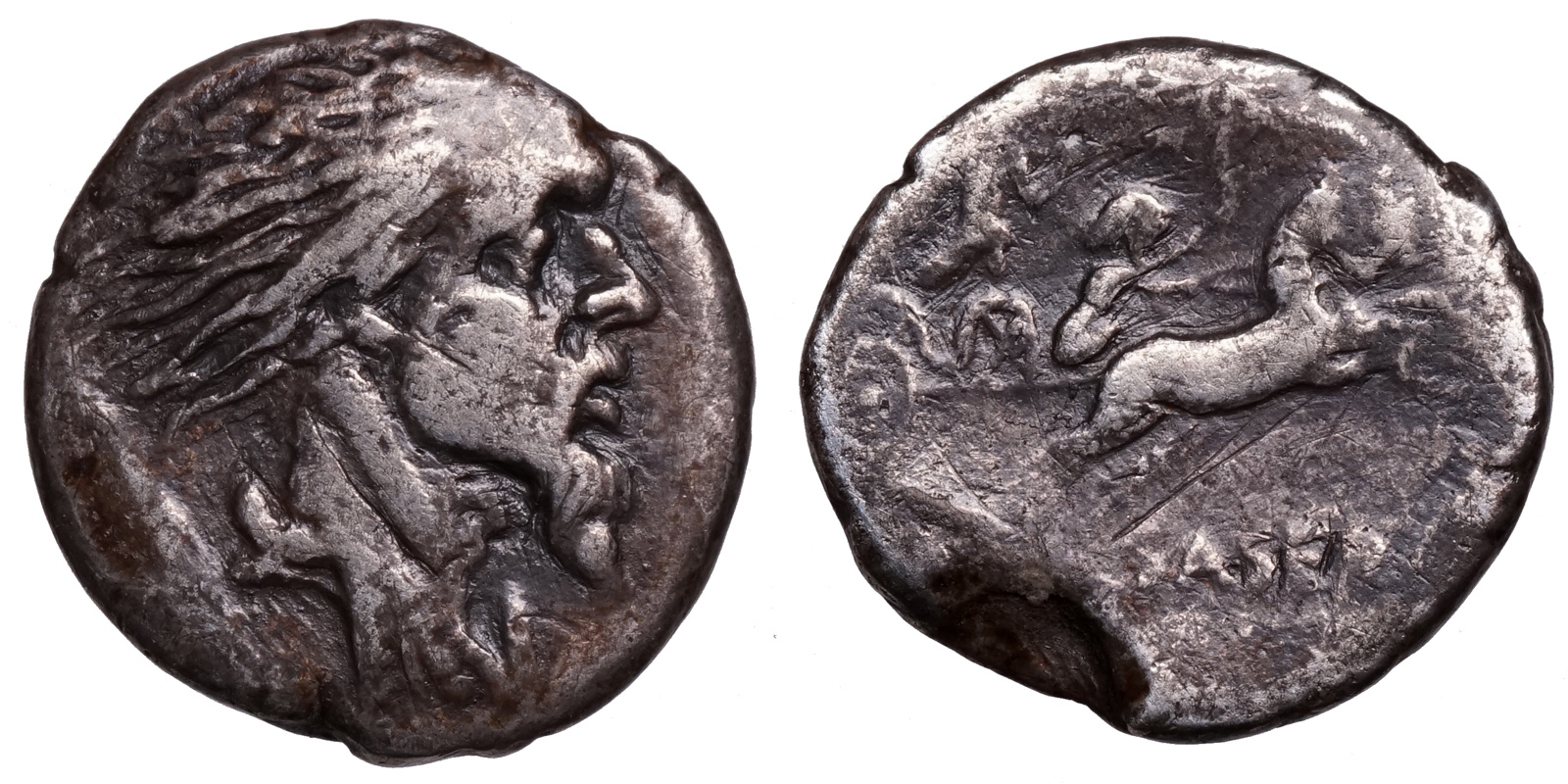 VERCINGETORIX, L. Hostilius Saserna AR Denar (48 BCE) Gallischer Kopf ...