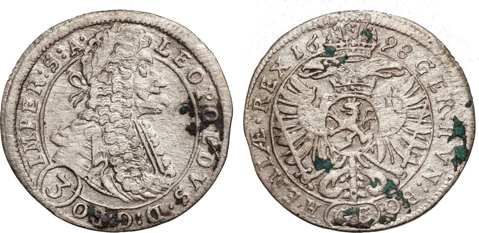 Böhmen, Leopold I. (1657-1705) AR Groschen/3 Kreuzer 1698 Prag VF | MA ...