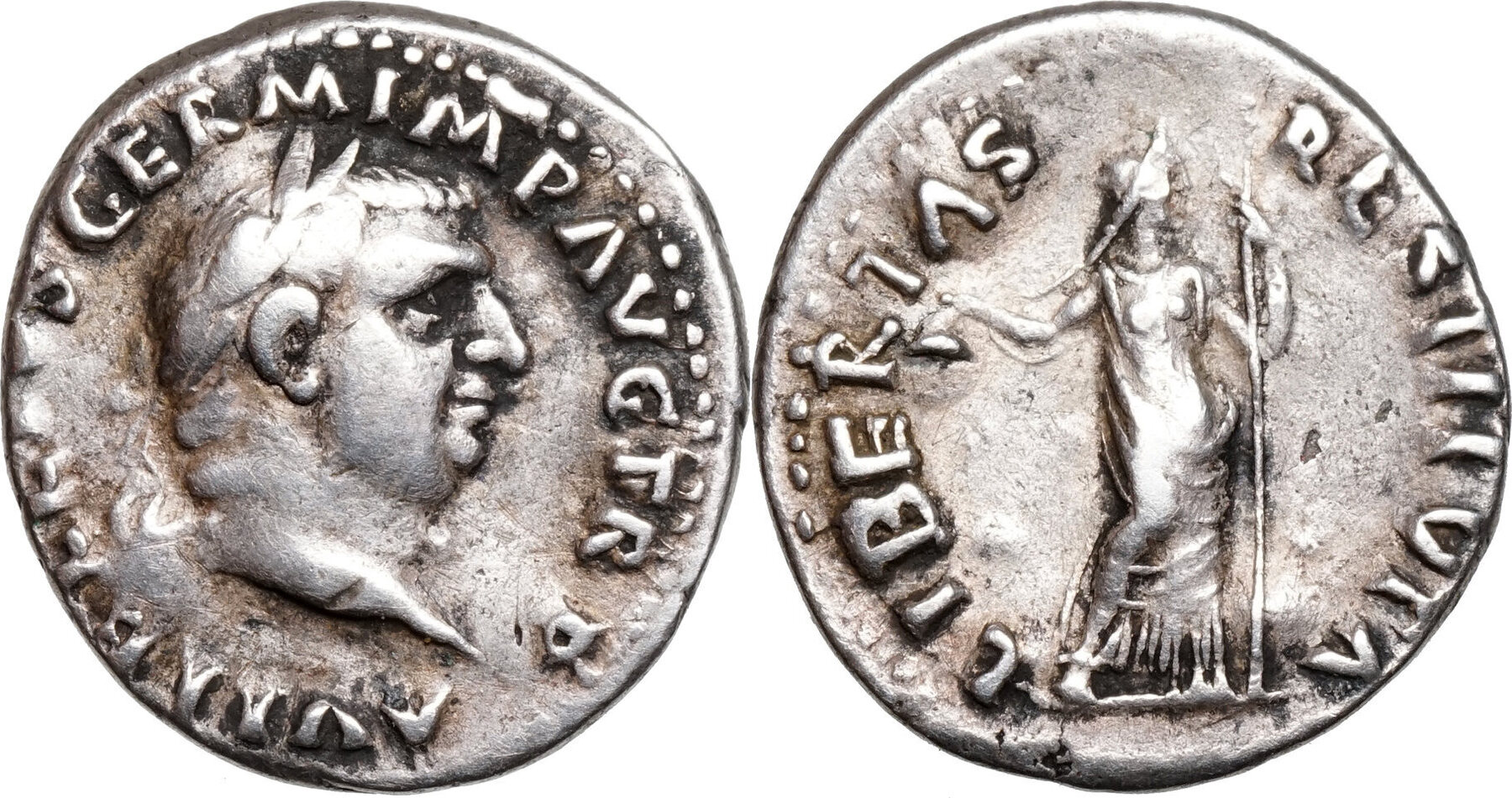 VITELLIUS (69) AR Denar 69 Rom, LIBERTAS mit Zepter, Selten! VF | MA-Shops