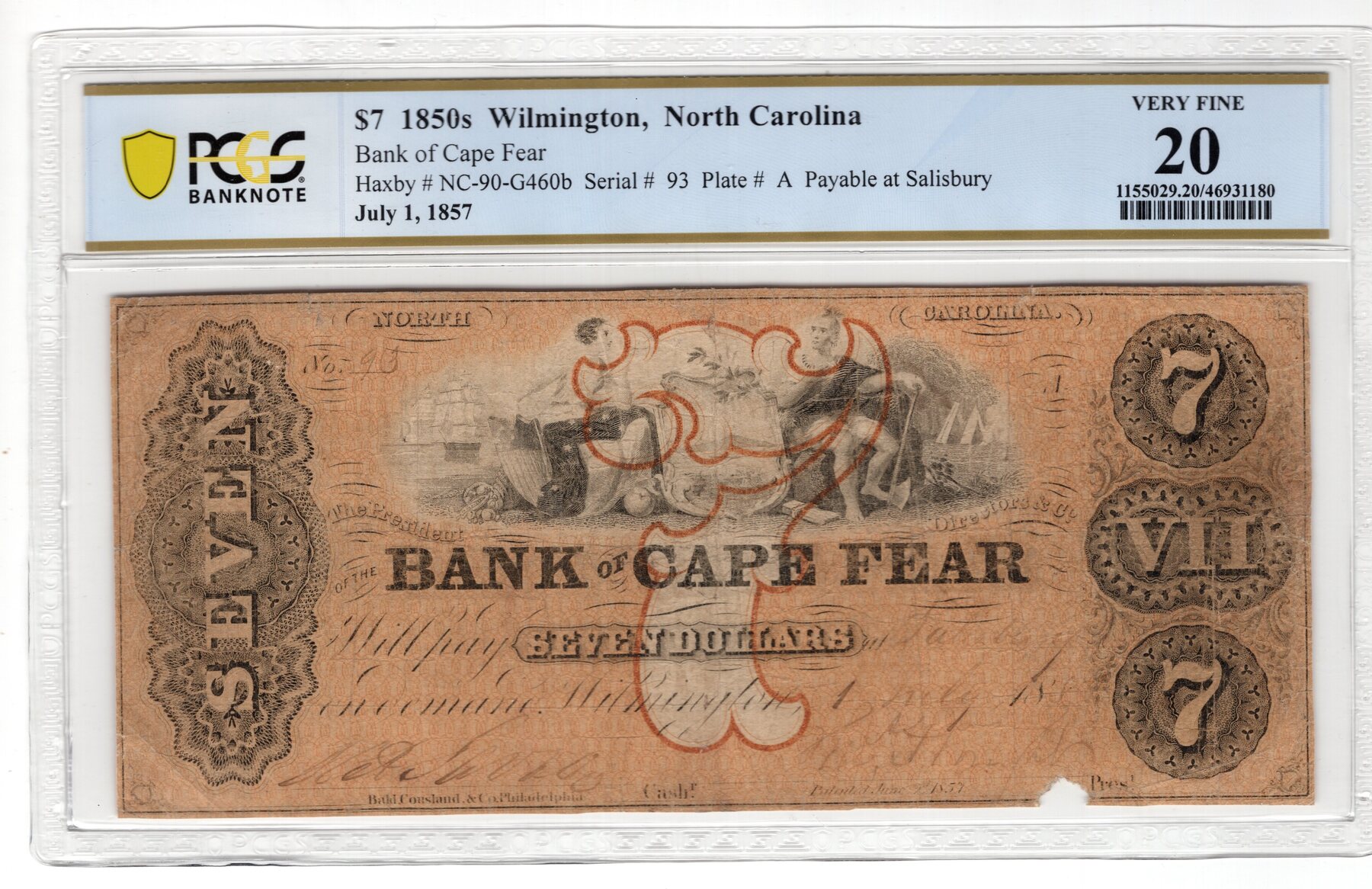 USA 7 Dollars 1857 PCGS 20 | MA-Shops