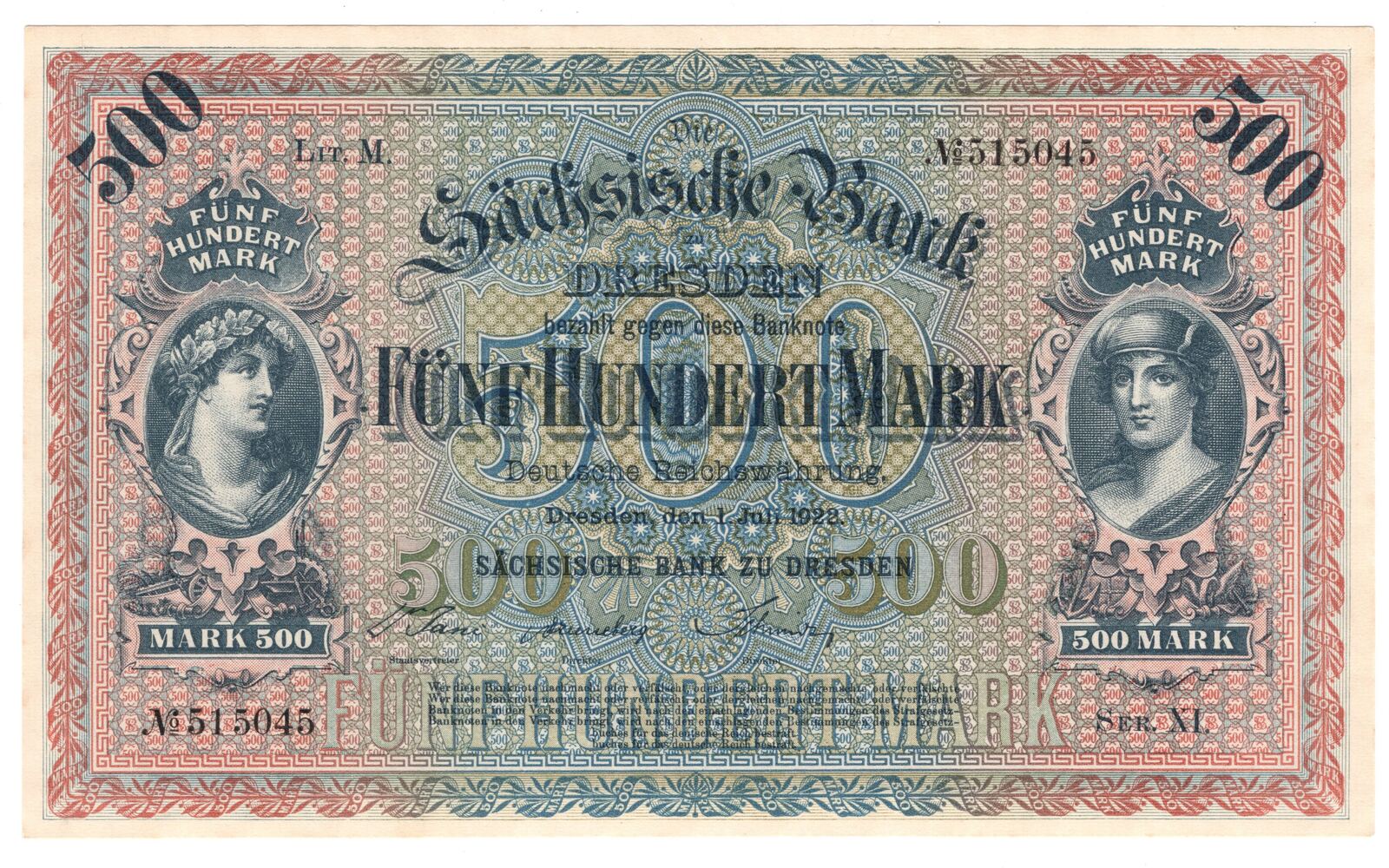 Germany 500 Mark 1922 UNC | MA-Shops