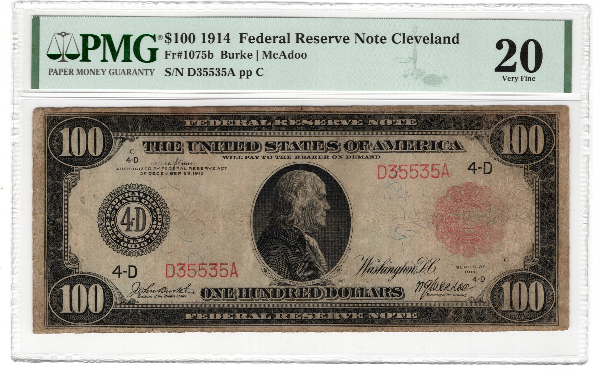 USA 100 Dollars 1914 PMG 20 | MA-Shops