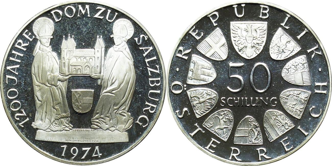 ÖSTERREICH 50 Schilling 1974 1200 Jahre Dom zu Salzburg Proof | MA-Shops