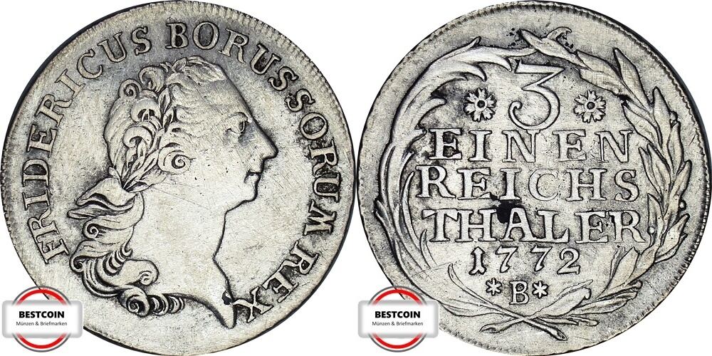 BRANDENBURG-PREUSSEN 1/3 Taler 1772 B Olding 89 - geprägt unter ...