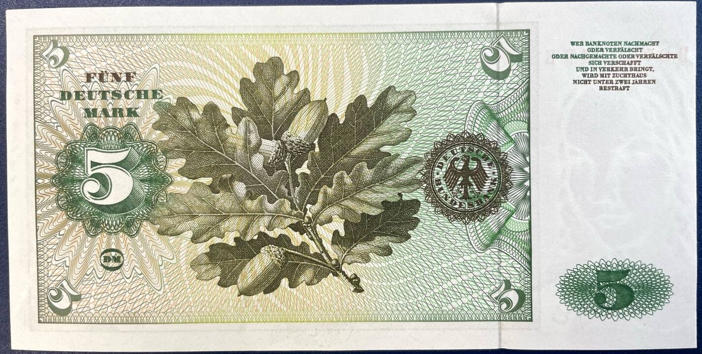 Deutschland 2. Januar 1960 Deutsche Bundesbank 5 DM Deutsche Mark 1960 ...